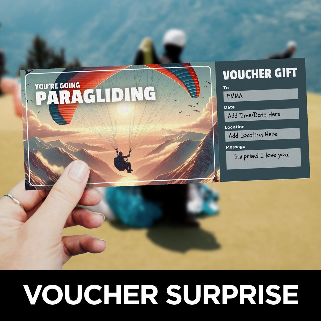 Tandem Paragliding Flight, Paragliding Ticket, Ski Trip Coupon Template ...