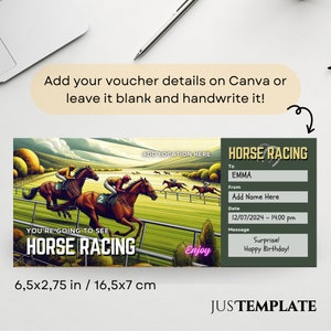 Horse Racing Ticket Template Printable | Horse Race Voucher Surprise ...
