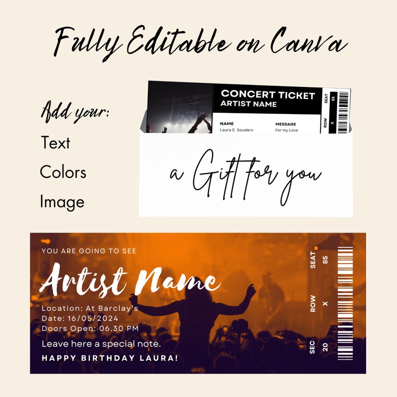 Concert Ticket Template, Concert Tour Ticket, Live Concert Tickets ...