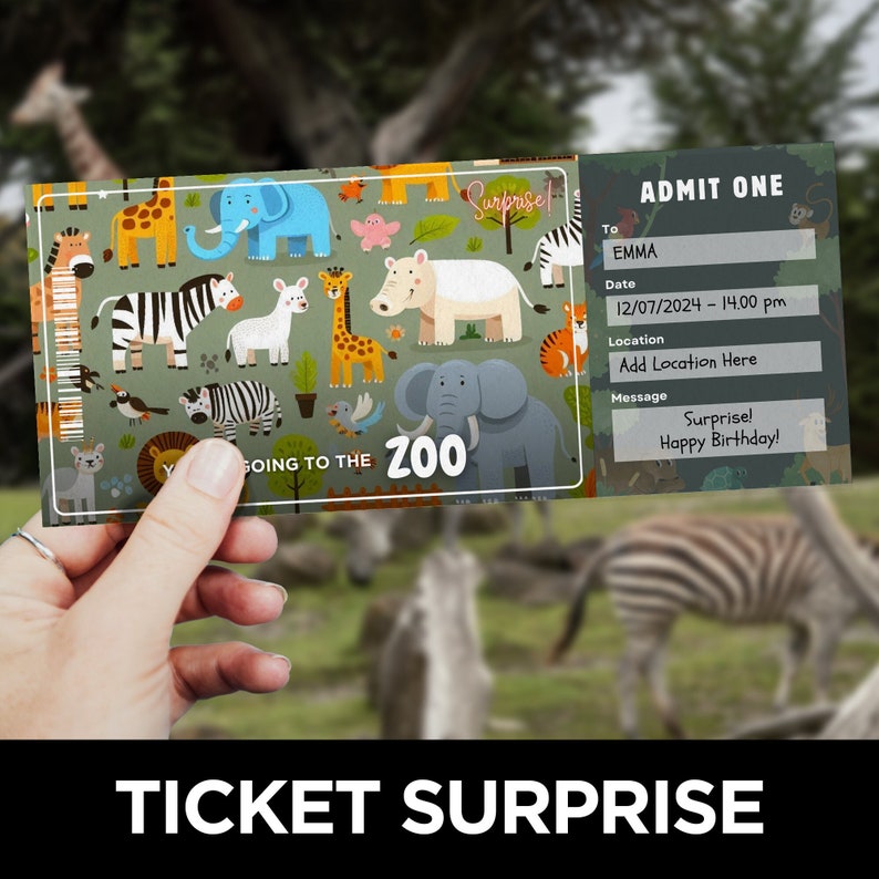 Zoo Ticket Template, Printable Event Ticket, Safari Park, Gift Voucher ...