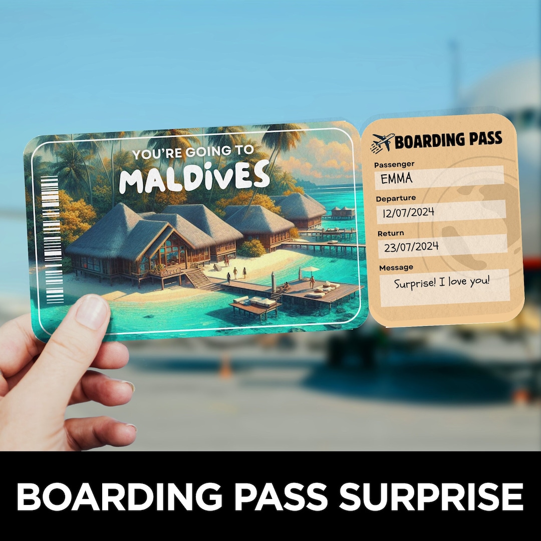 Maldives Boarding Pass, Trip Surprise, Plane Ticket Template, Boarding ...