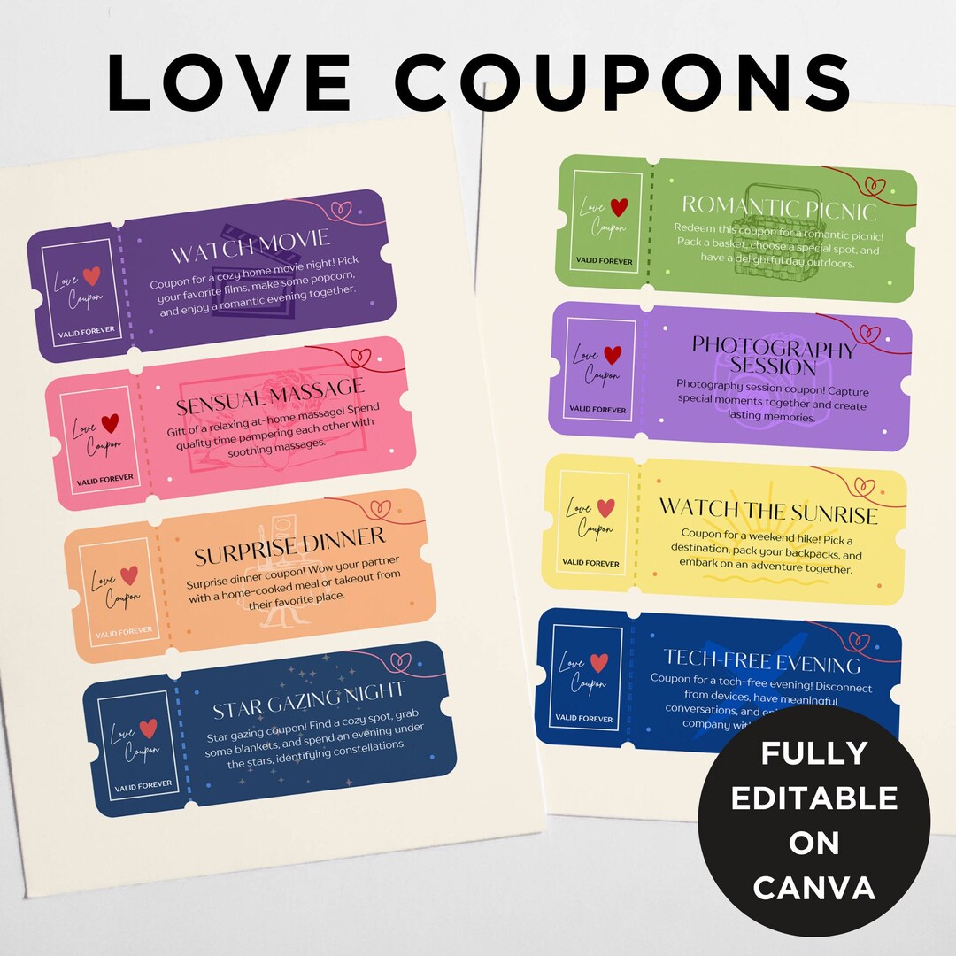 Love Coupons Template, Love Coupons for Him-her, Relationship Coupons ...