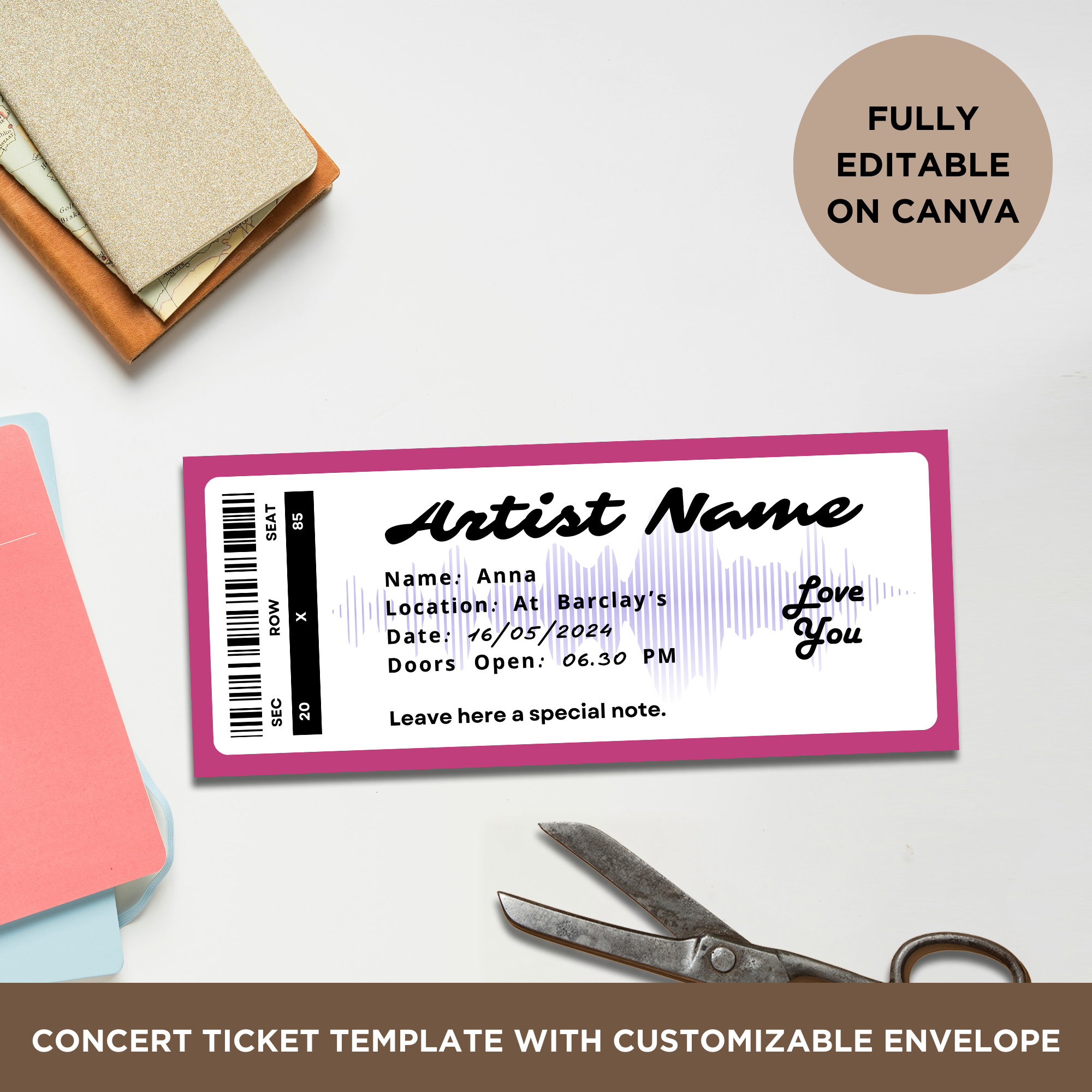 Concert Ticket Template, Concert Tour Ticket, Live Concert Tickets ...