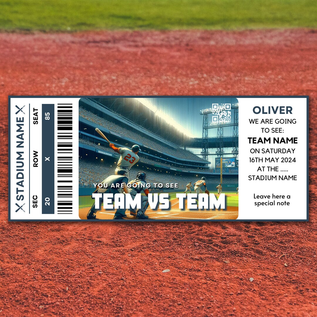 Baseball Ticket Template, Event Ticket, Baseball Invitation, Sports ...