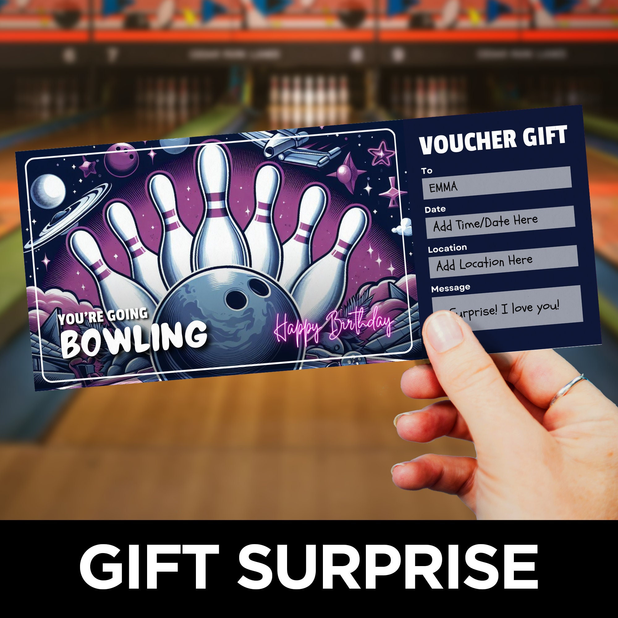 Printable Bowling Ticket, Bowling Birthday Invitation, Bowling Party ...
