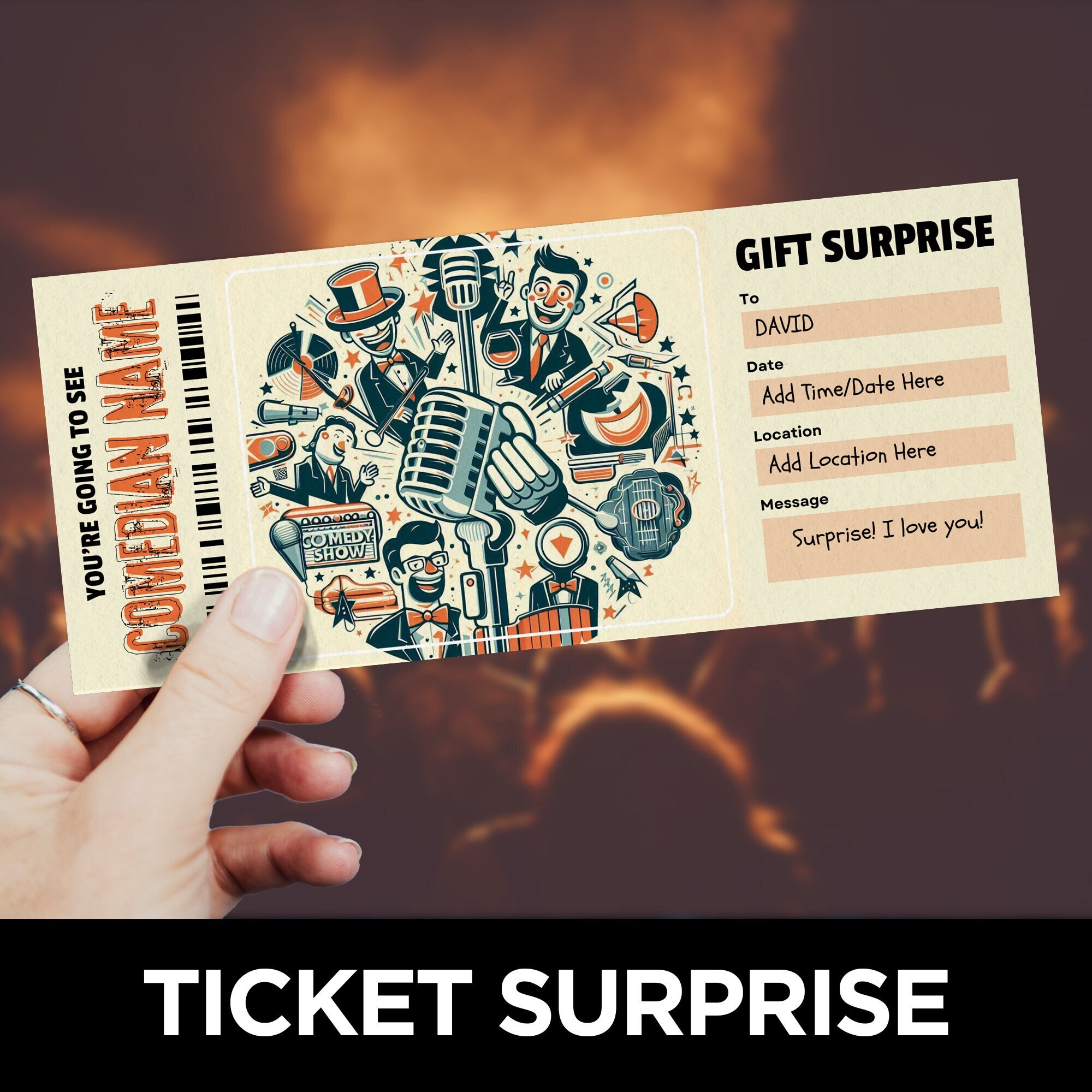 Comedy Show Ticket Template, Stand up Comedy, Event Ticket, Theater ...
