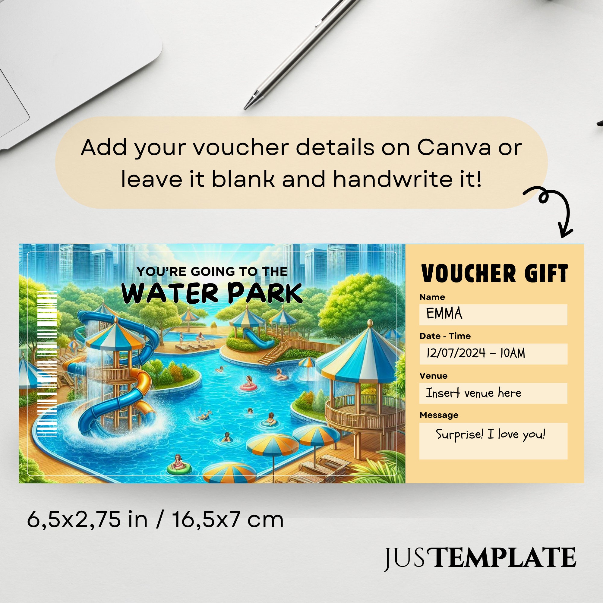 Waterpark Ticket Template, Amusement Park Tickets, Admission Ticket ...