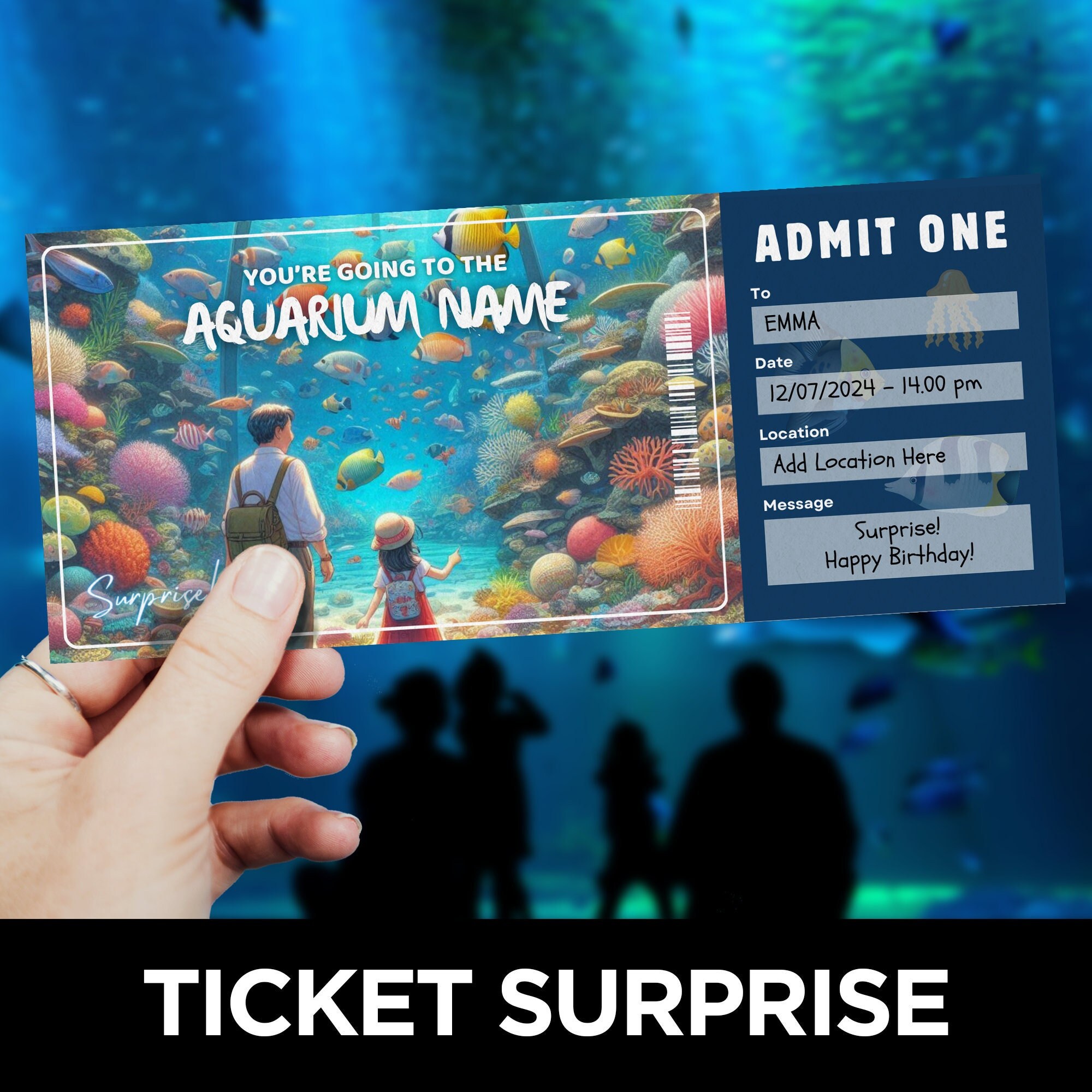 Aquarium Ticket Template, Ocean Park Ticket, Aquarium Visit Tour ...