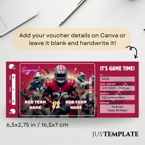Nfl Ticket Template, Football Game Ticket, American Football Ticket ...