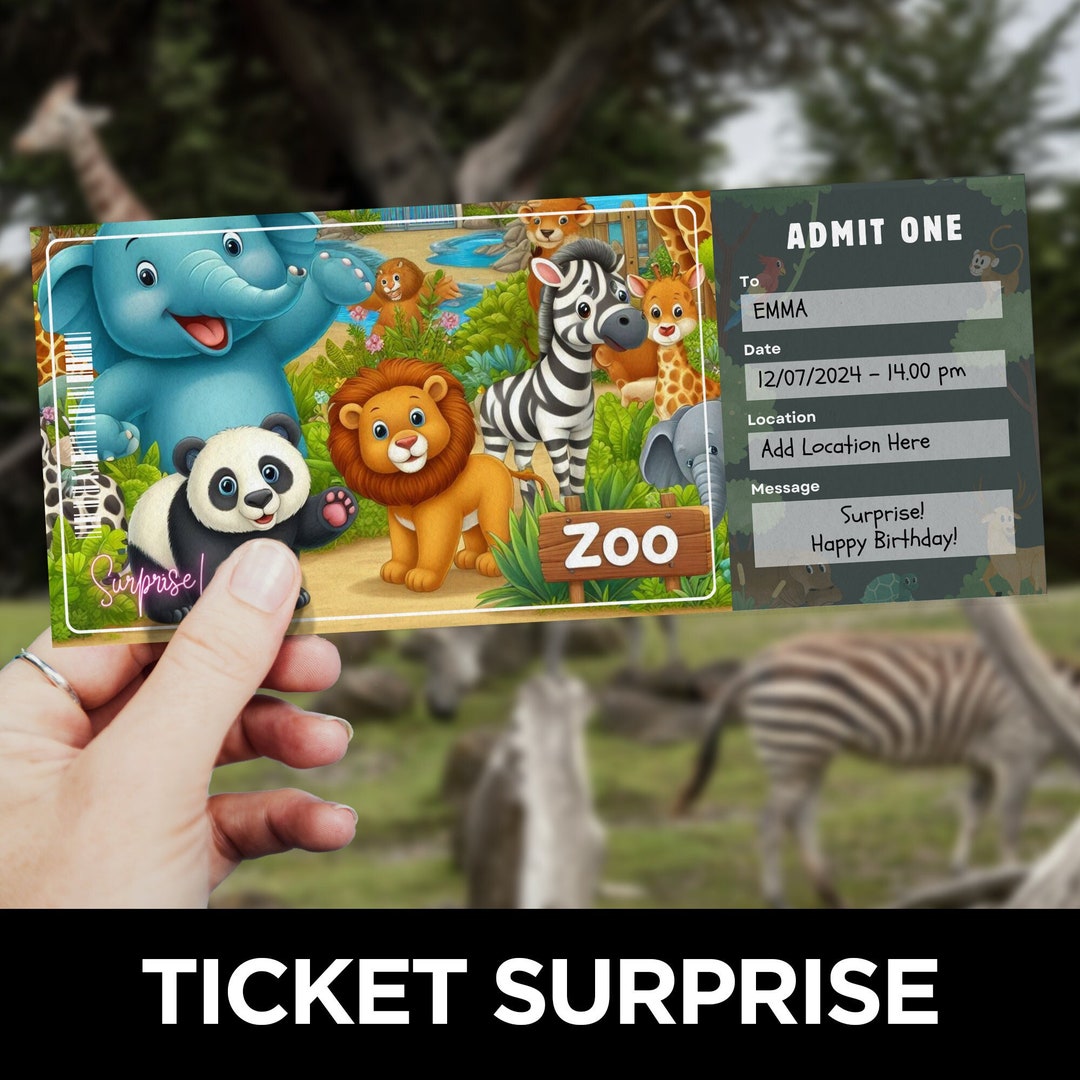 Zoo Ticket Template, Printable Event Ticket, Safari Park, Gift Voucher ...