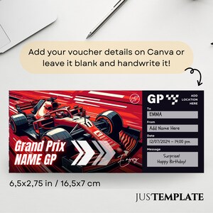 F1 Ticket Template, F1 Grand Prix, Formula One Ticket, Gift Surprise ...