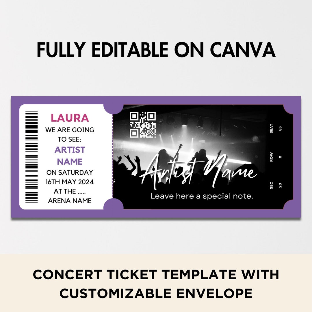 Concert Ticket Template, Concert Tour Ticket, Live Concert Tickets ...