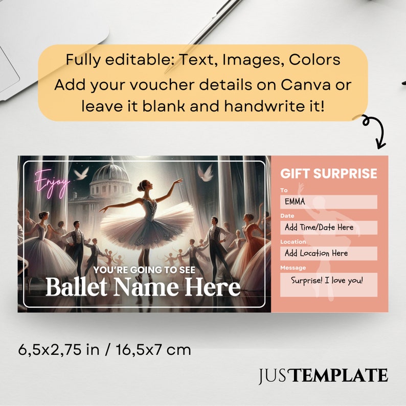 Ballet Lesson Ticket, Ballet Lovers Coupon Template, Dance Show ...