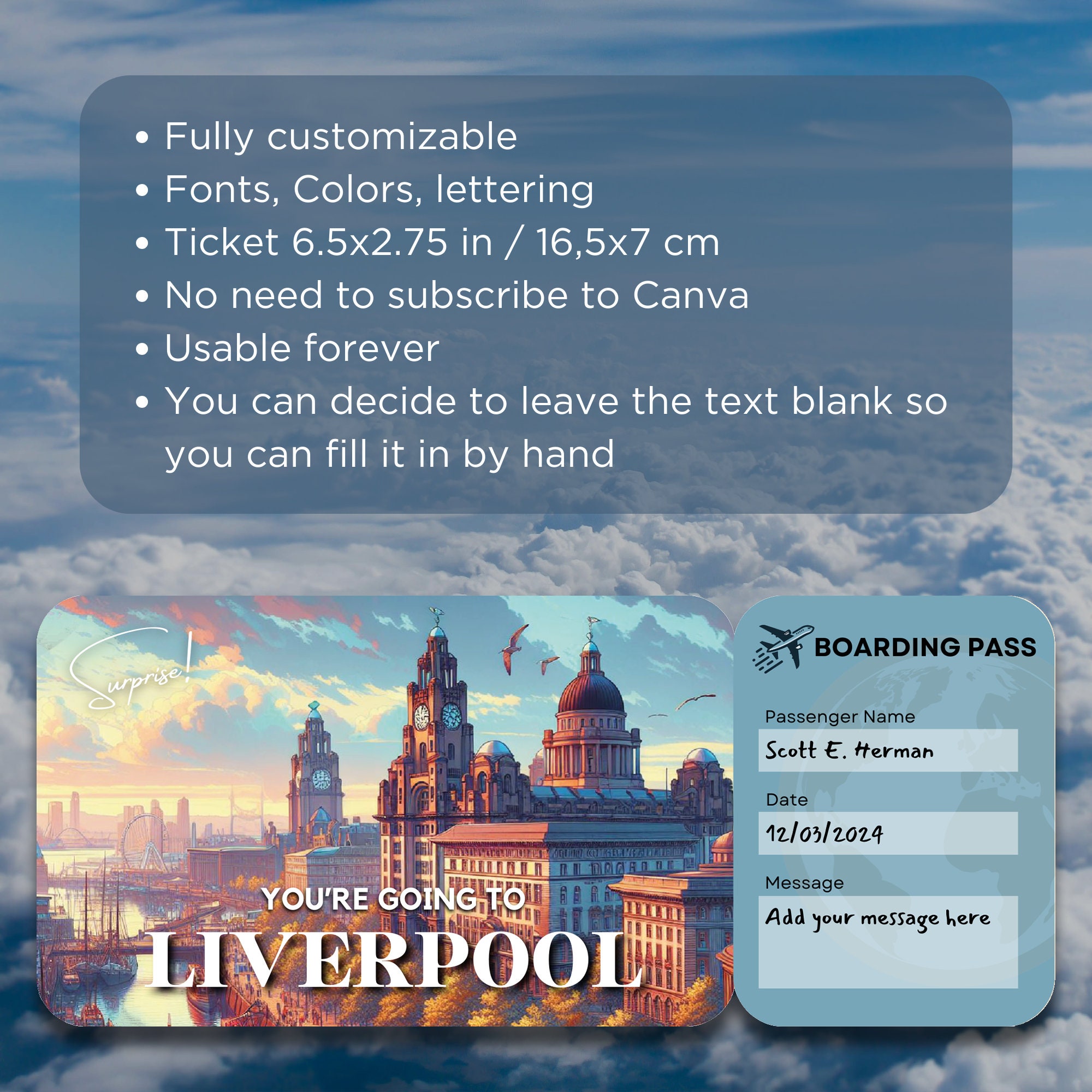 Liverpool Boarding Pass, Plane Ticket Template, Flight Boarding Pass ...