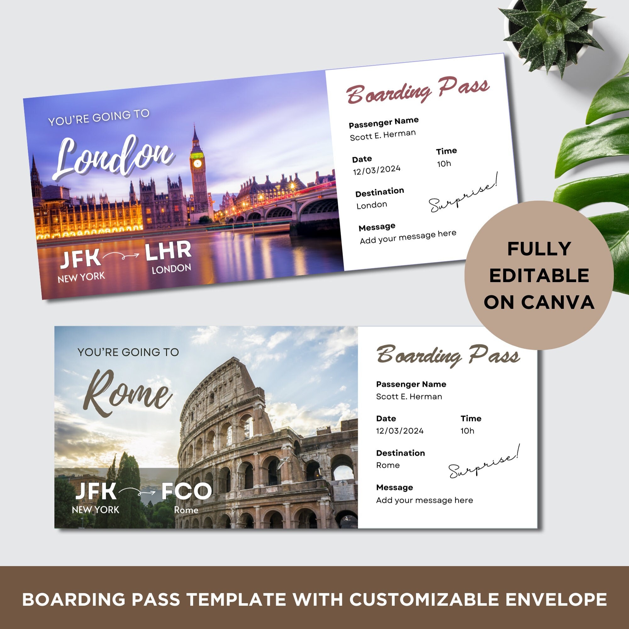 Boarding Pass Ticket Template, Plane Ticket Template, Flight Ticket ...