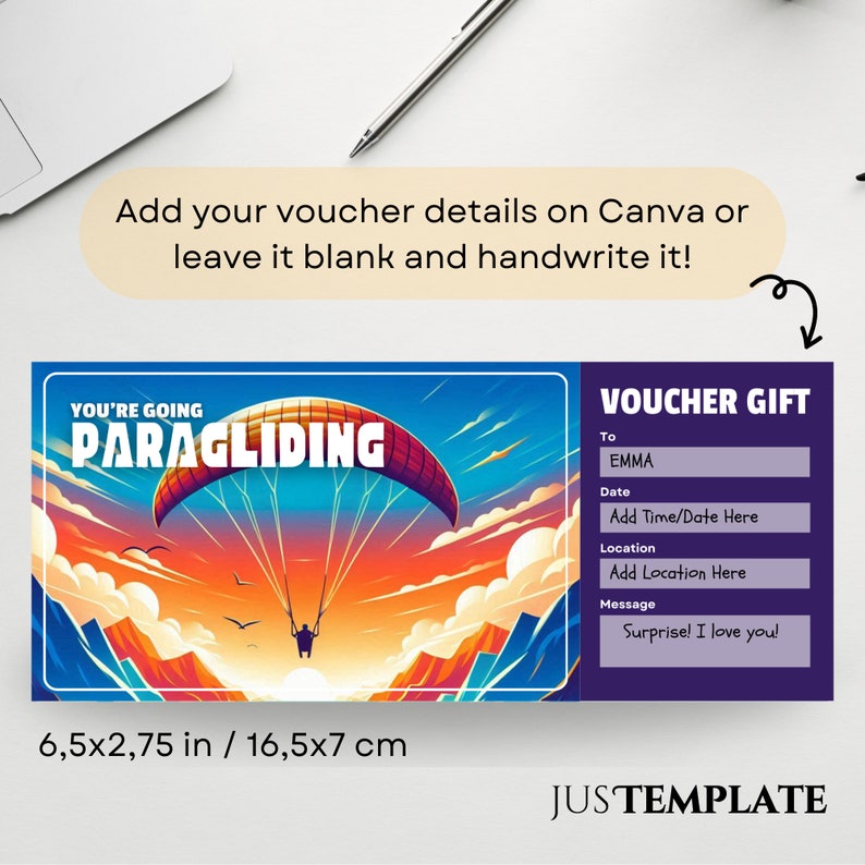 Tandem Paragliding Flight, Paragliding Ticket, Ski Trip Coupon Template ...