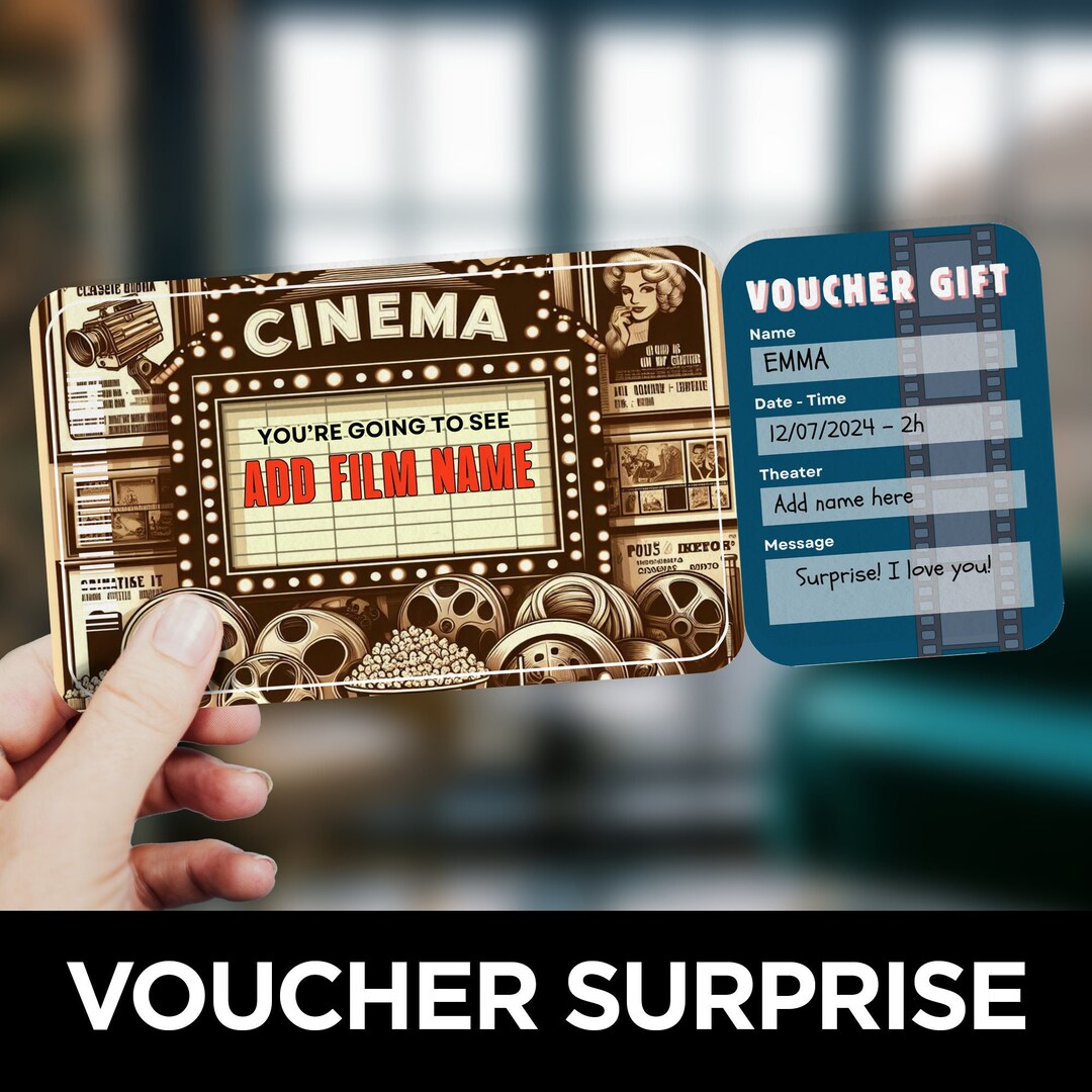 Vintage Cinema Ticket, Printable Movie Ticket, Movie Night, Event ...