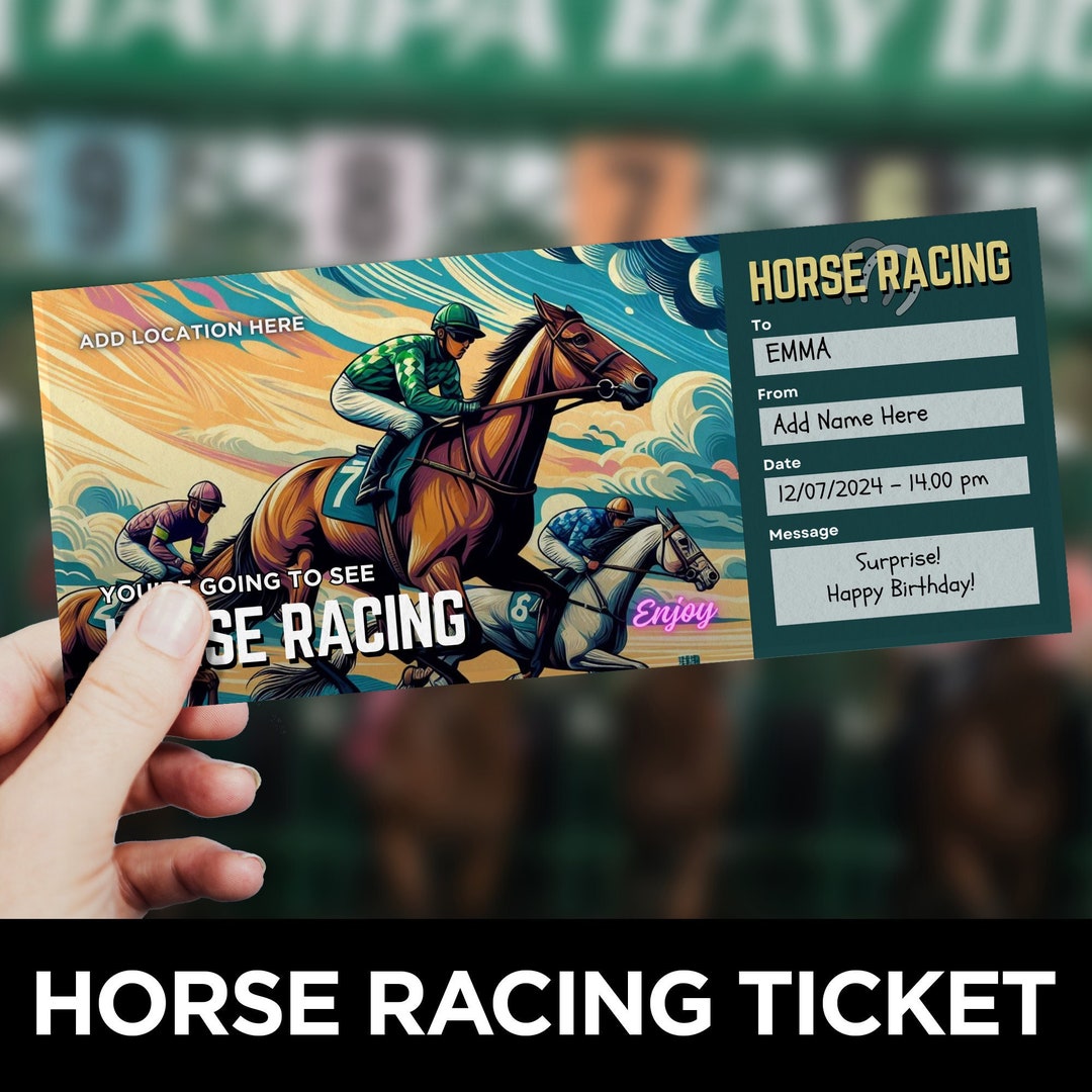 Horse Racing Ticket Template, Horse Race Voucher, Horse Lover Gift ...
