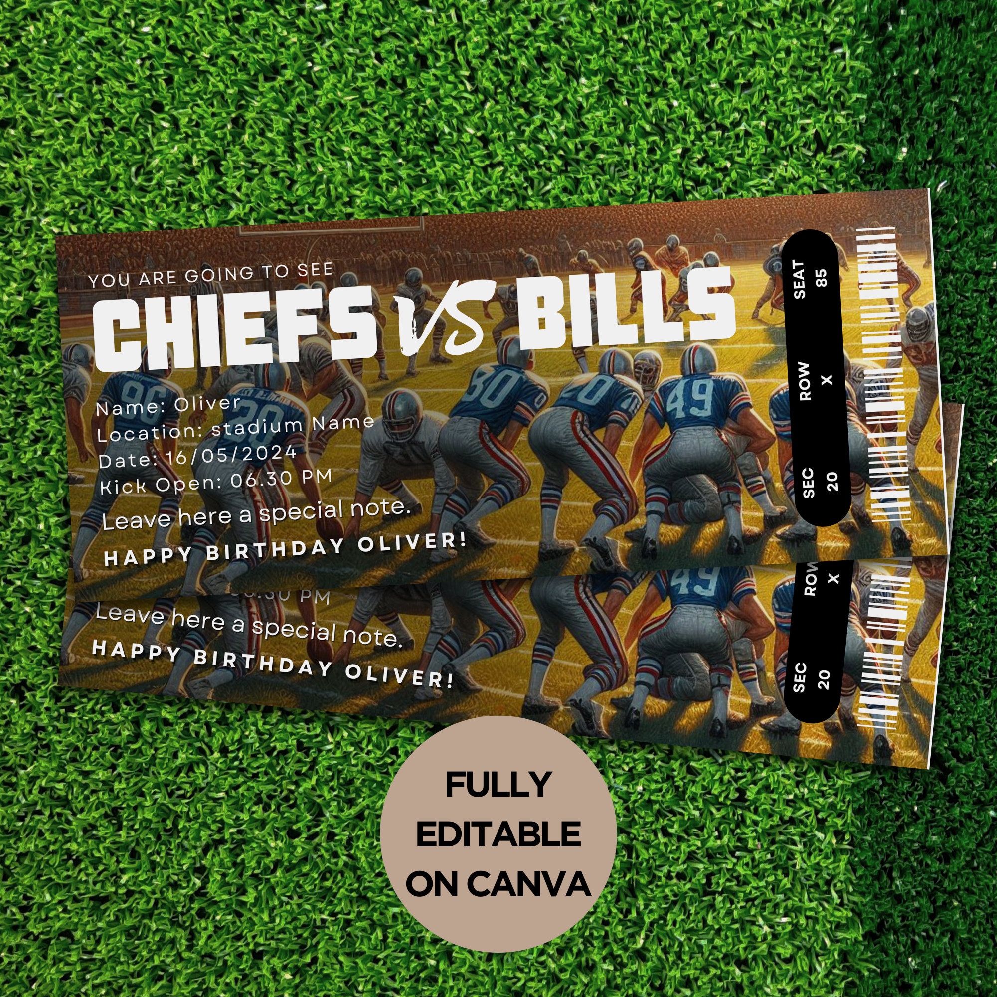 Nfl Ticket Template, Event Ticket, Football Game Ticket, Sports Event ...