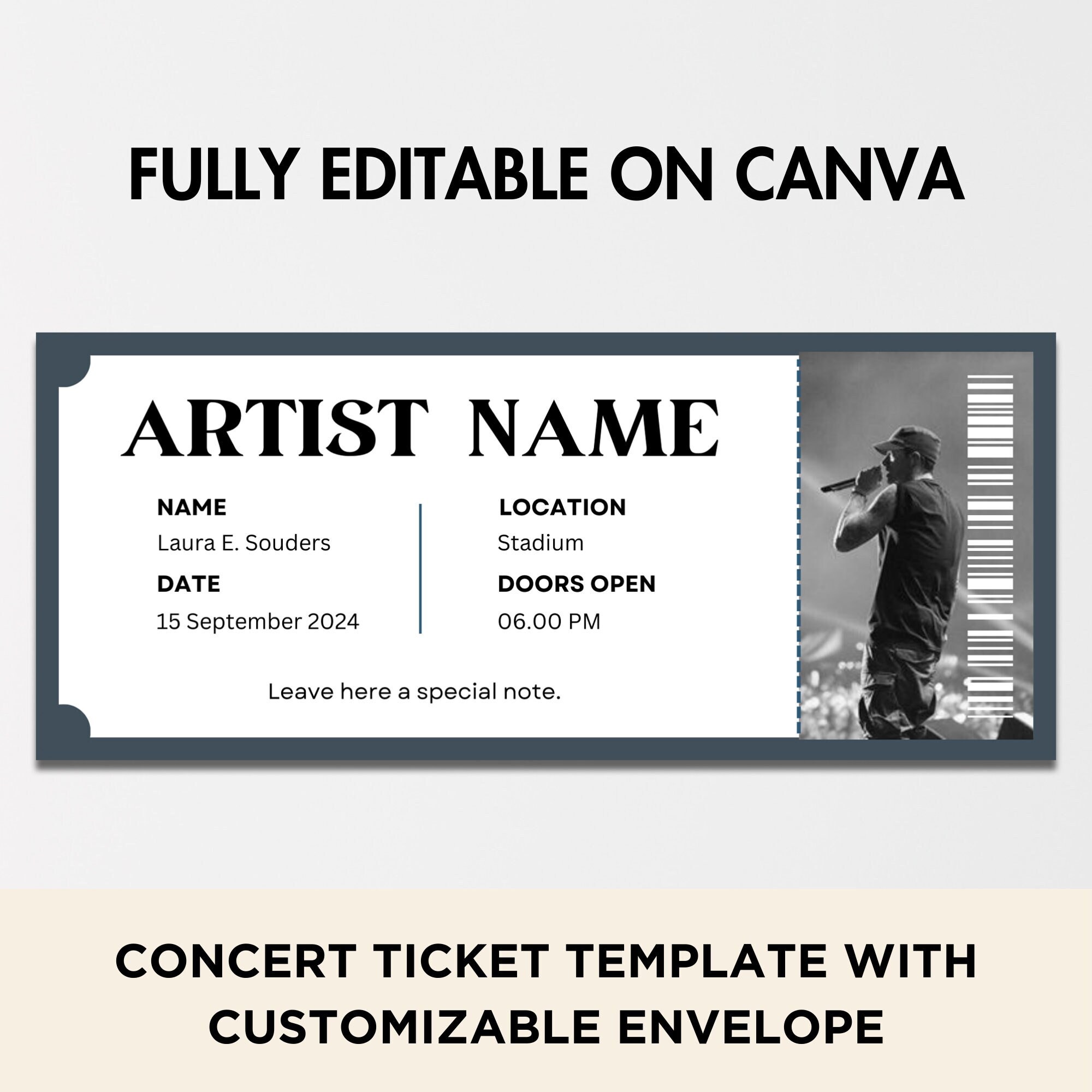 Concert Ticket Template, Concert Tour Ticket, Live Concert Tickets ...
