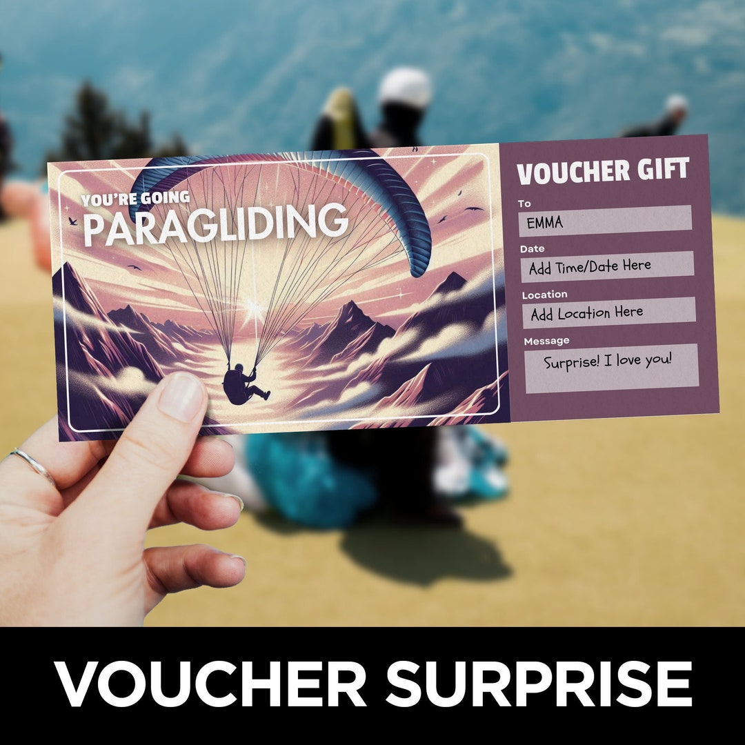 Tandem Paragliding Flight, Paragliding Ticket, Ski Trip Coupon Template ...