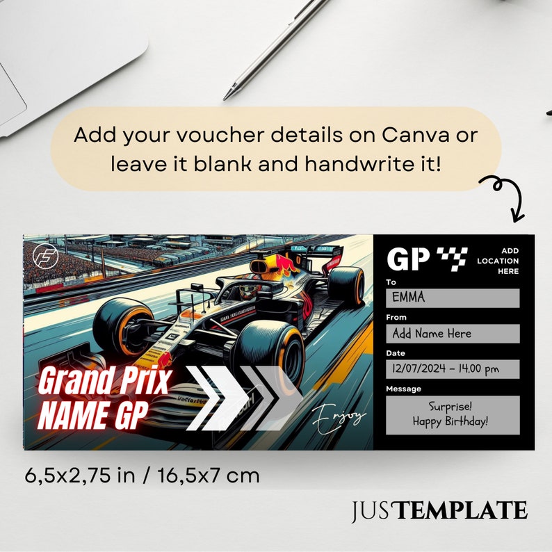 Editable F1 Ticket Template, F1 Grand Prix, Formula One Ticket ...