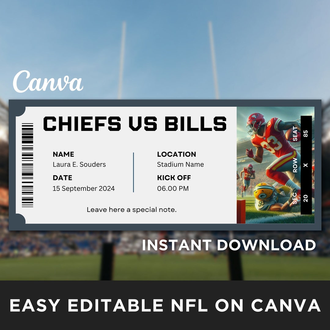 Nfl Ticket Template, Event Ticket, Football Game Ticket, Sports Event ...