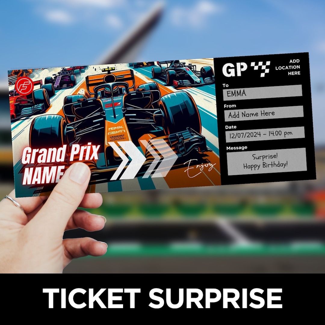 Editable F1 Ticket Template, F1 Grand Prix, Formula One Ticket ...