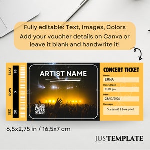 Concert Ticket Template, Printable Live Concert Tickets, Event Ticket ...