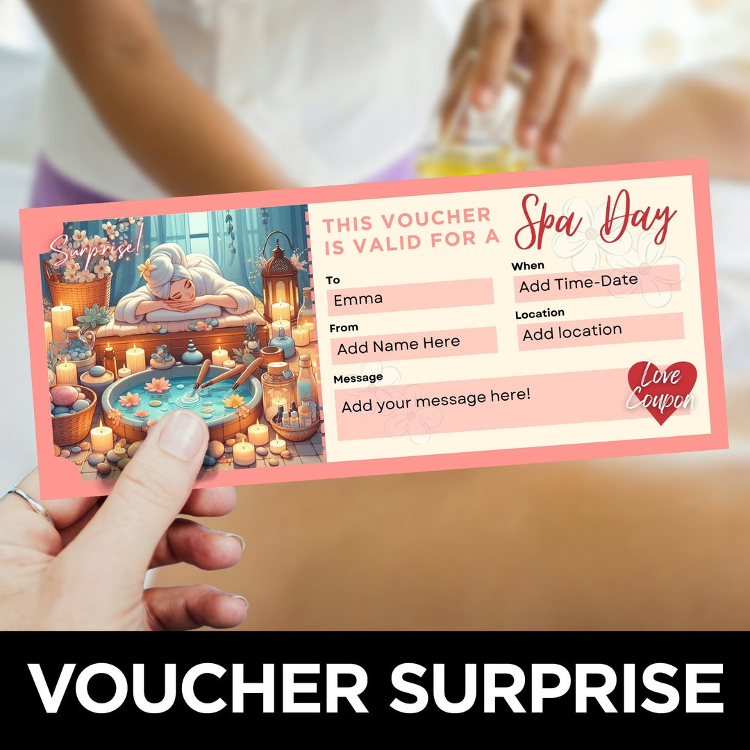Spa Day Voucher, Beauty Salon Voucher, Massage Voucher, Spa Coupon ...