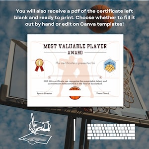 Editable Basketball Awards, Basketball Certificate, Award Certificates ...