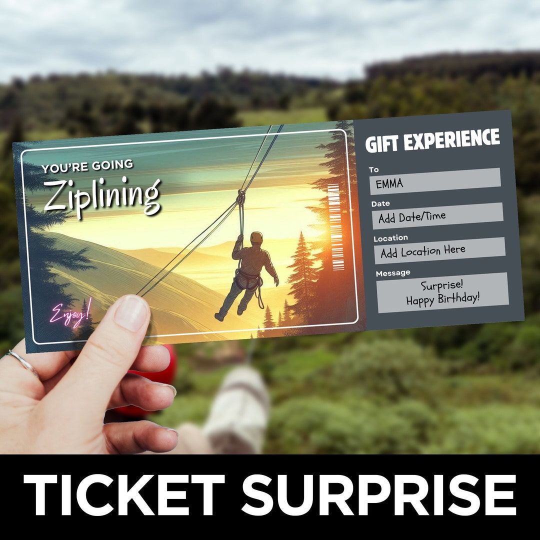 Ziplining Ticket Template, Zip Line Voucher, Printable Zipline Game ...
