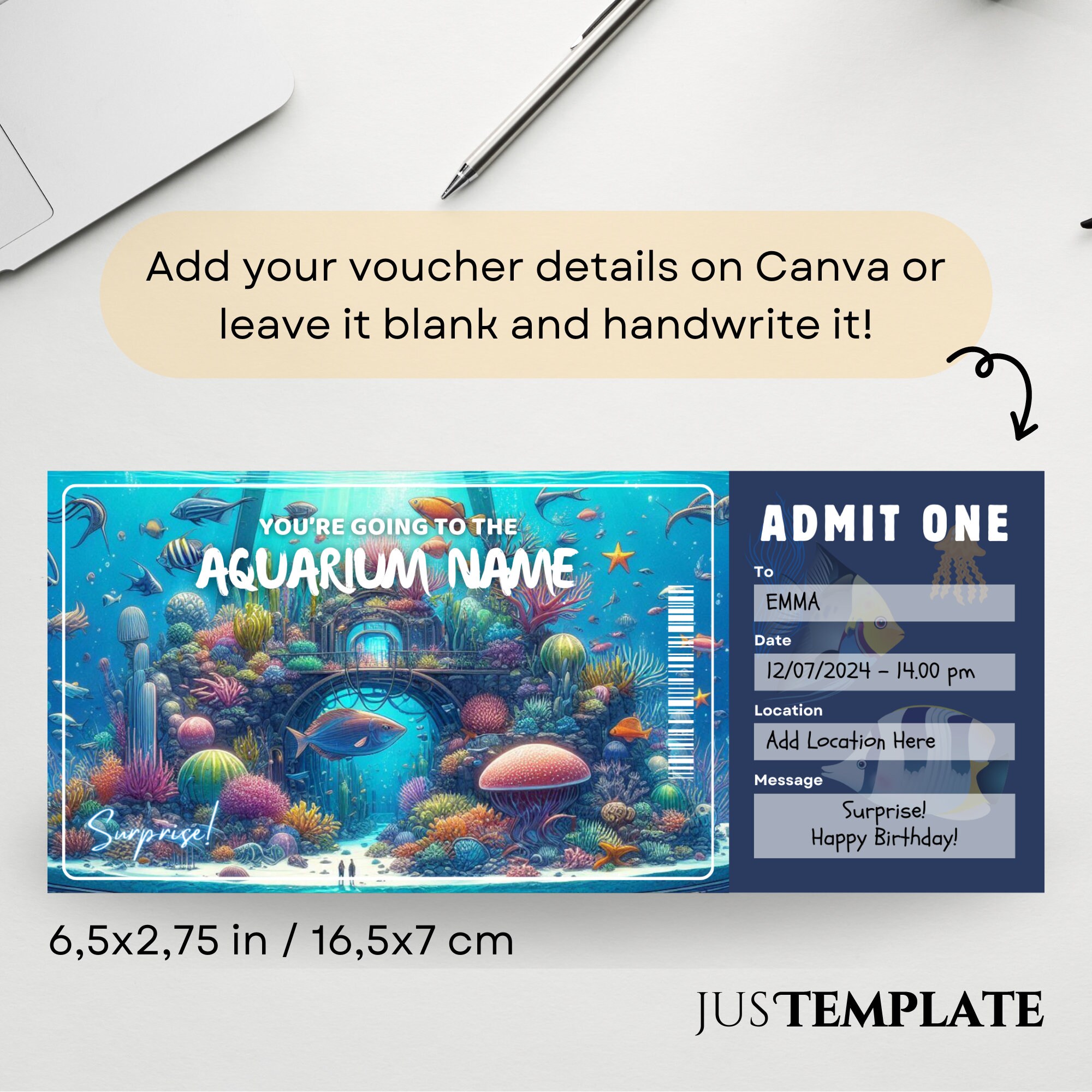 Aquarium Ticket Template, Ocean Park Ticket, Aquarium Visit Tour ...