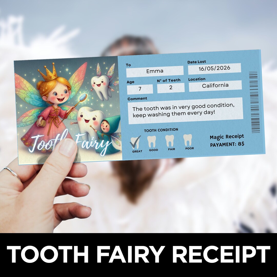 Tooth Fairy Receipt Template, Printable Receipt Template, Tooth Fairy ...