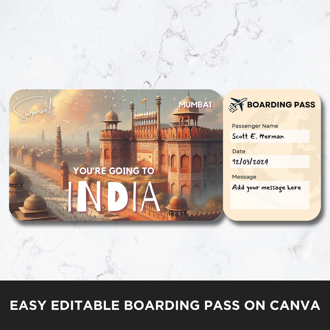 India Plane Ticket Template, Boarding Pass Ticket Template, Flight ...