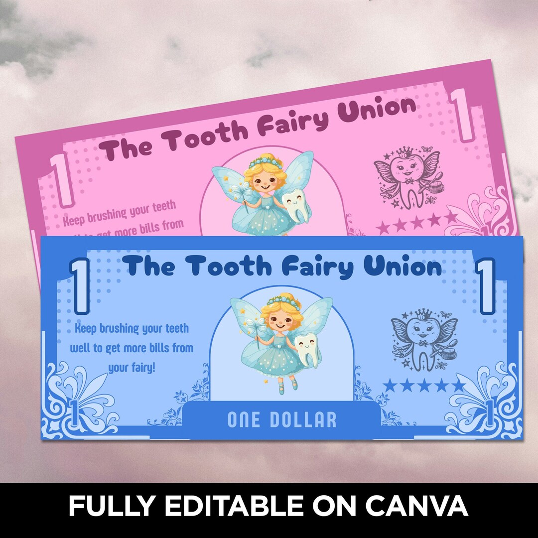 Tooth Fairy Certificate, Printable Tooth Fairy Bills, Tooth Fairy ...