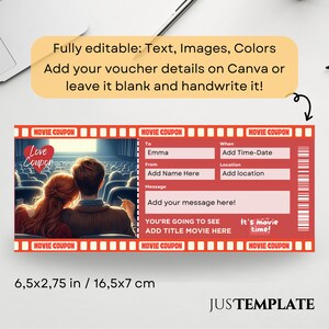 Movie Ticket Template, Printable Movie Coupon, Cinema Tickets, Movie ...