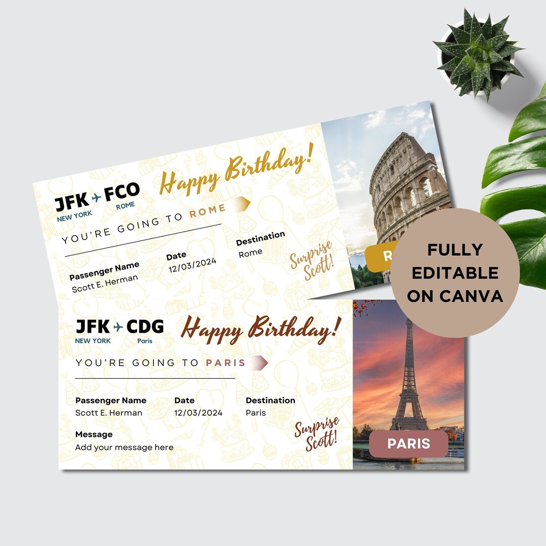 Boarding Pass Ticket Template, Editable Plane Ticket Template, Airline ...