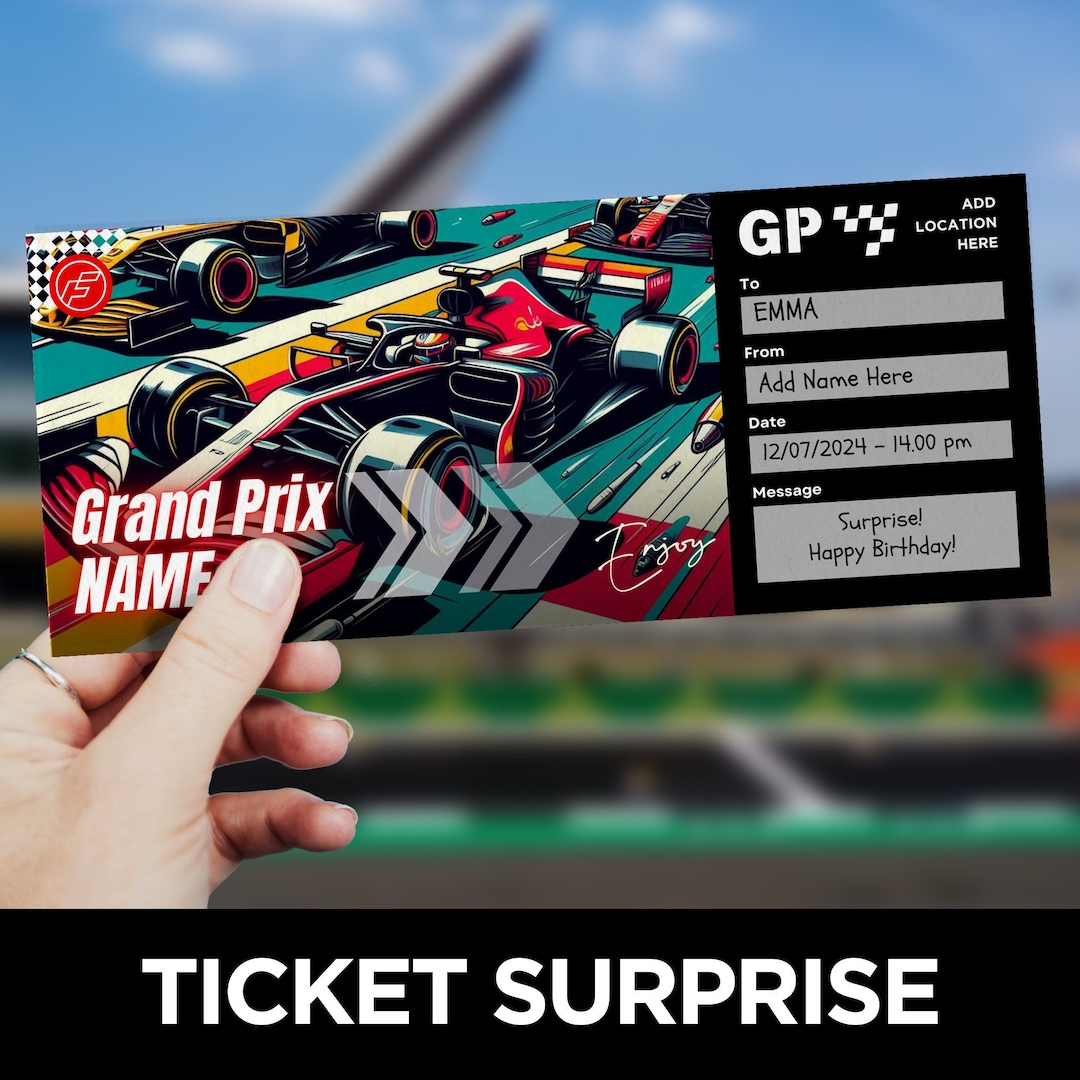 Editable F1 Ticket Template, F1 Grand Prix, Formula One Ticket ...