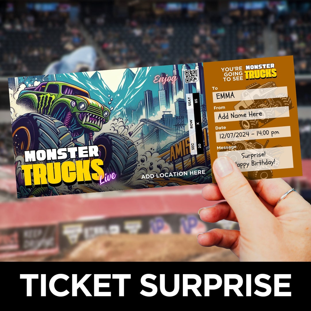 Monster Truck Ticket Template, Monster Truck Show, Monster Truck ...