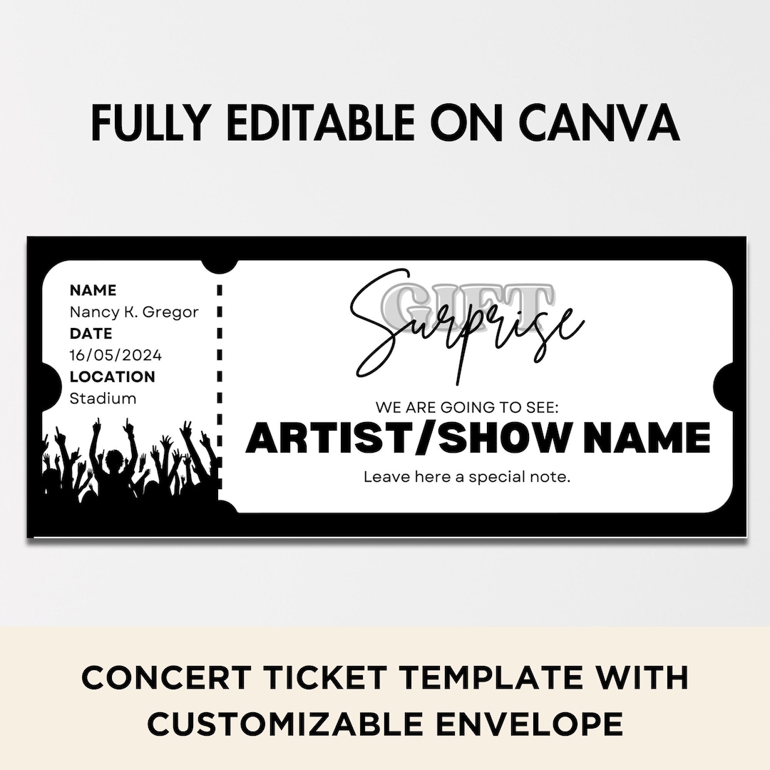 Concert Ticket Template, Event Ticket, Concert Tour Ticket, Live ...