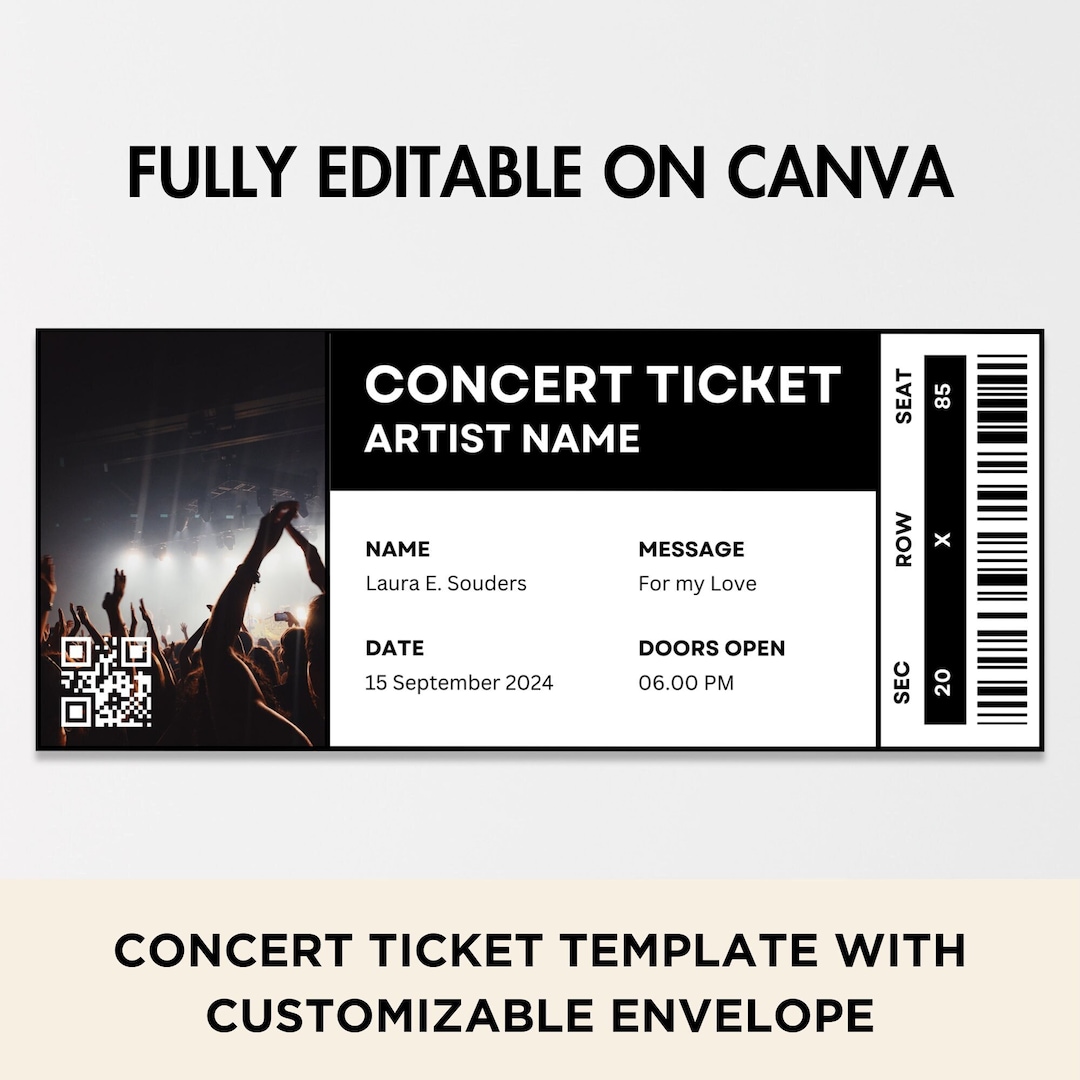 Concert Ticket Template, Event Ticket, Concert Tour Ticket, Live ...