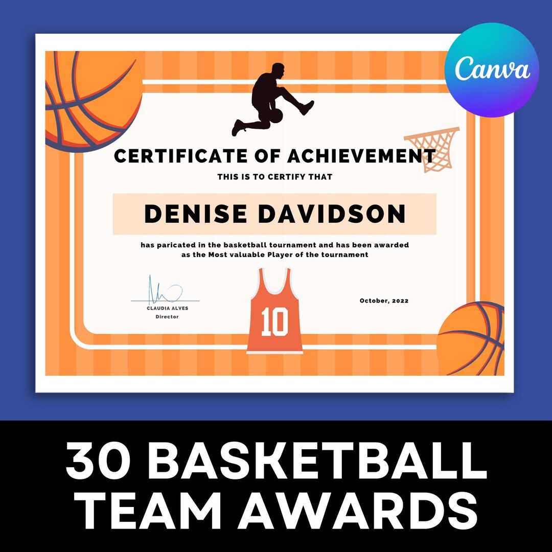 Editable Basketball Awards, Basketball Certificate, Award Certificates ...
