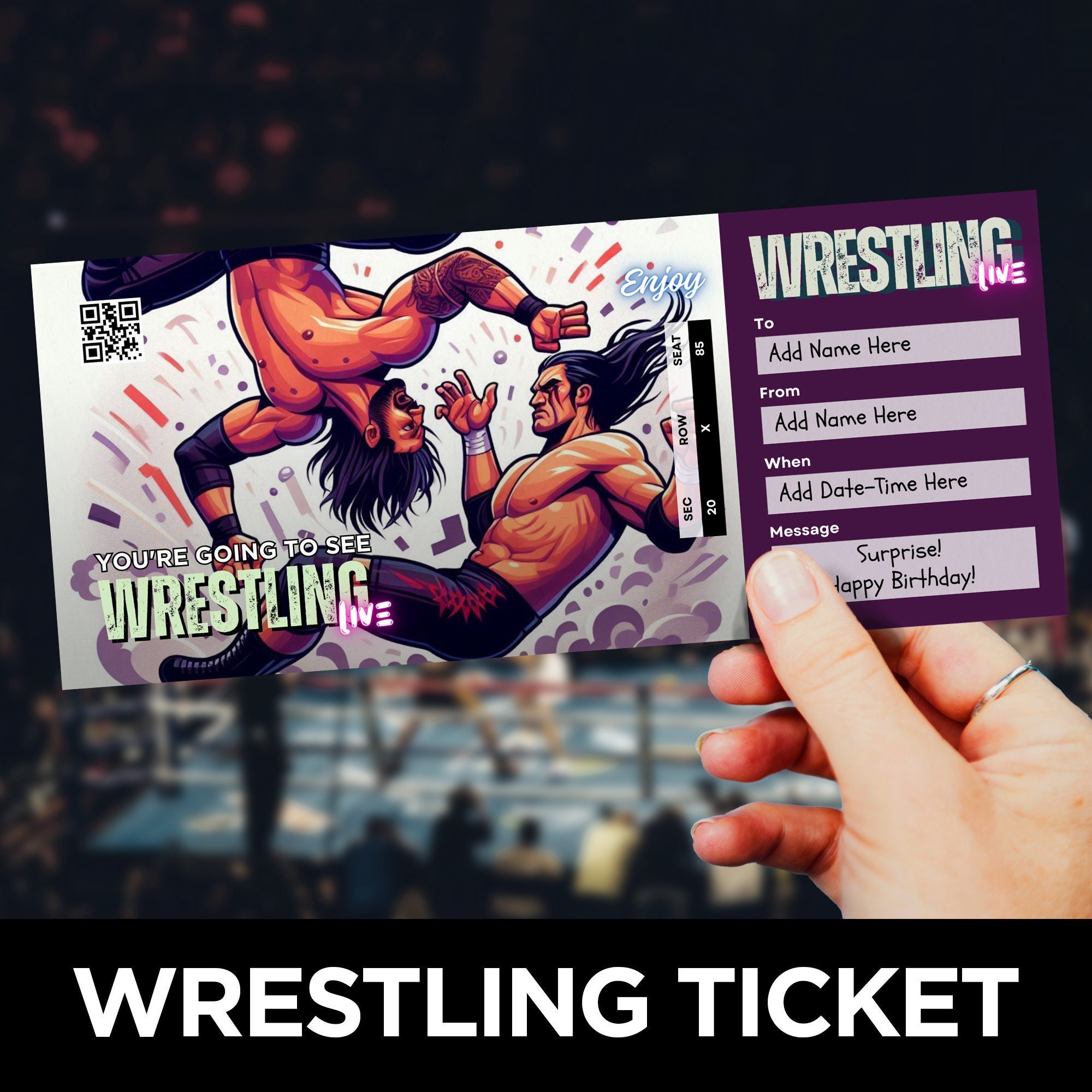 Printable Wrestling Tickets Template, WWE Ticket, Raw Ticket ...