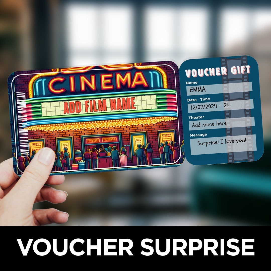 Cinema Ticket, Printable Movie Ticket, Movie Night Coupon, Event ...
