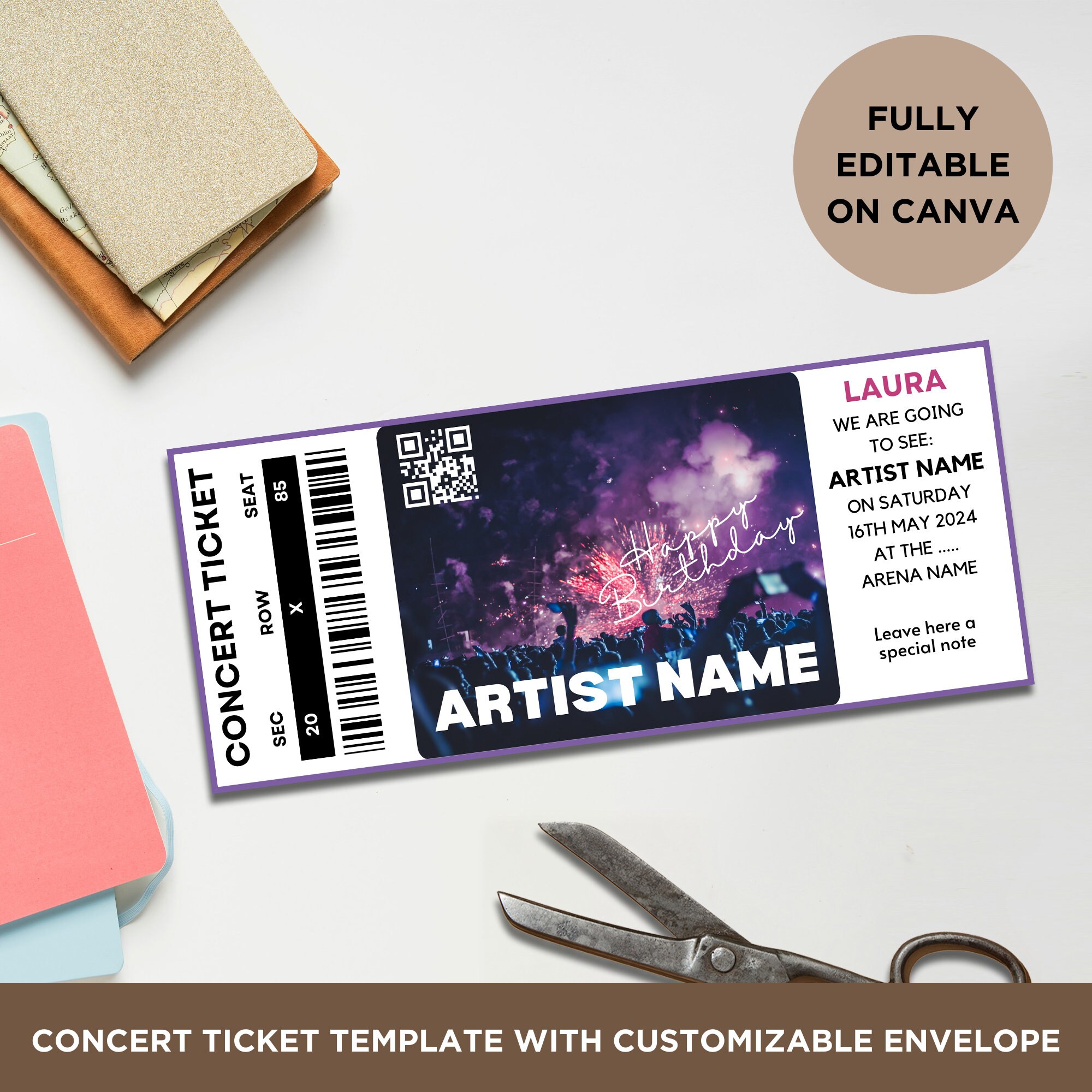 Concert Ticket Template, Event Ticket, Concert Tour Ticket, Live ...