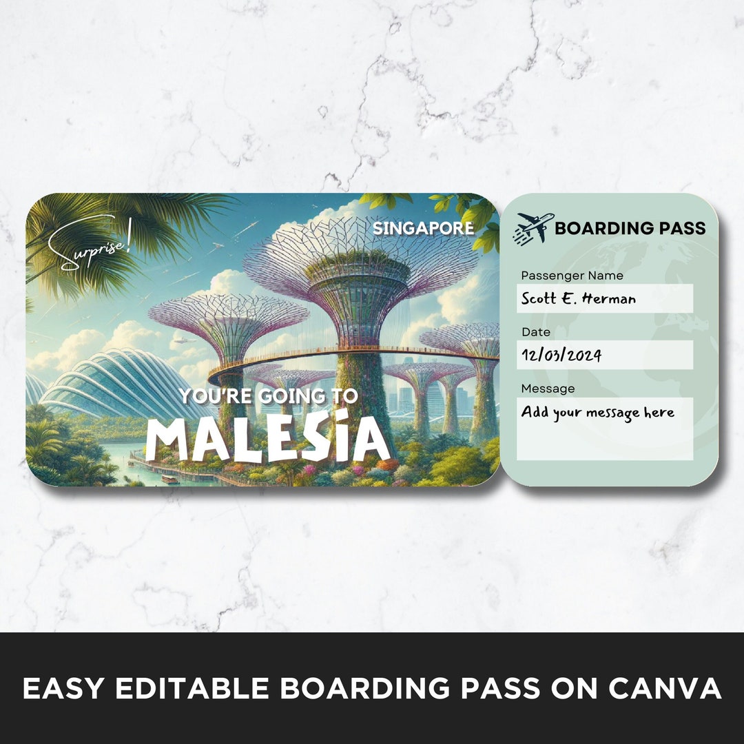 Malesia Plane Ticket Template, Boarding Pass Ticket Template, Flight ...