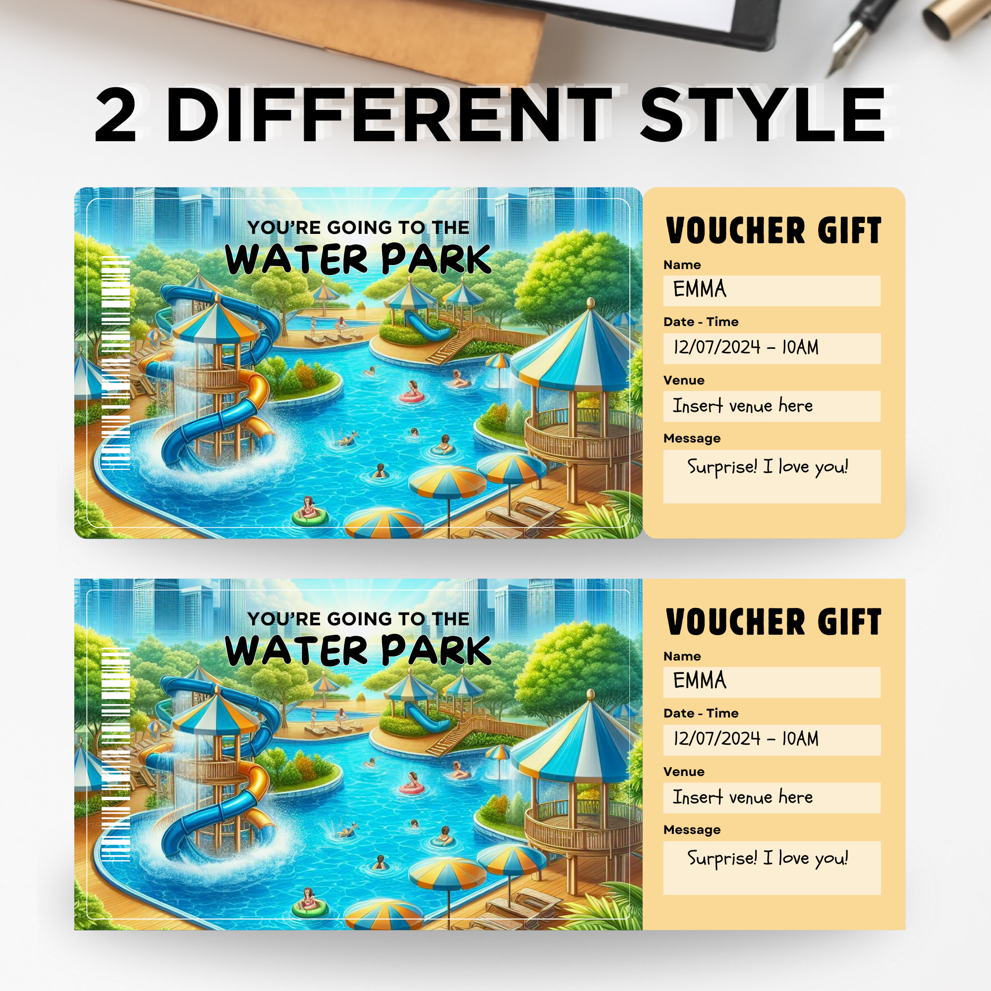 Waterpark Ticket Template, Amusement Park Tickets, Admission Ticket ...