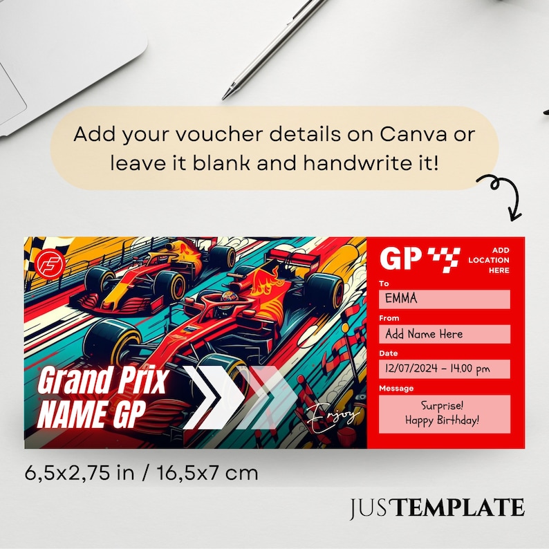 Editable F1 Ticket Template, F1 Grand Prix, Formula One Ticket ...