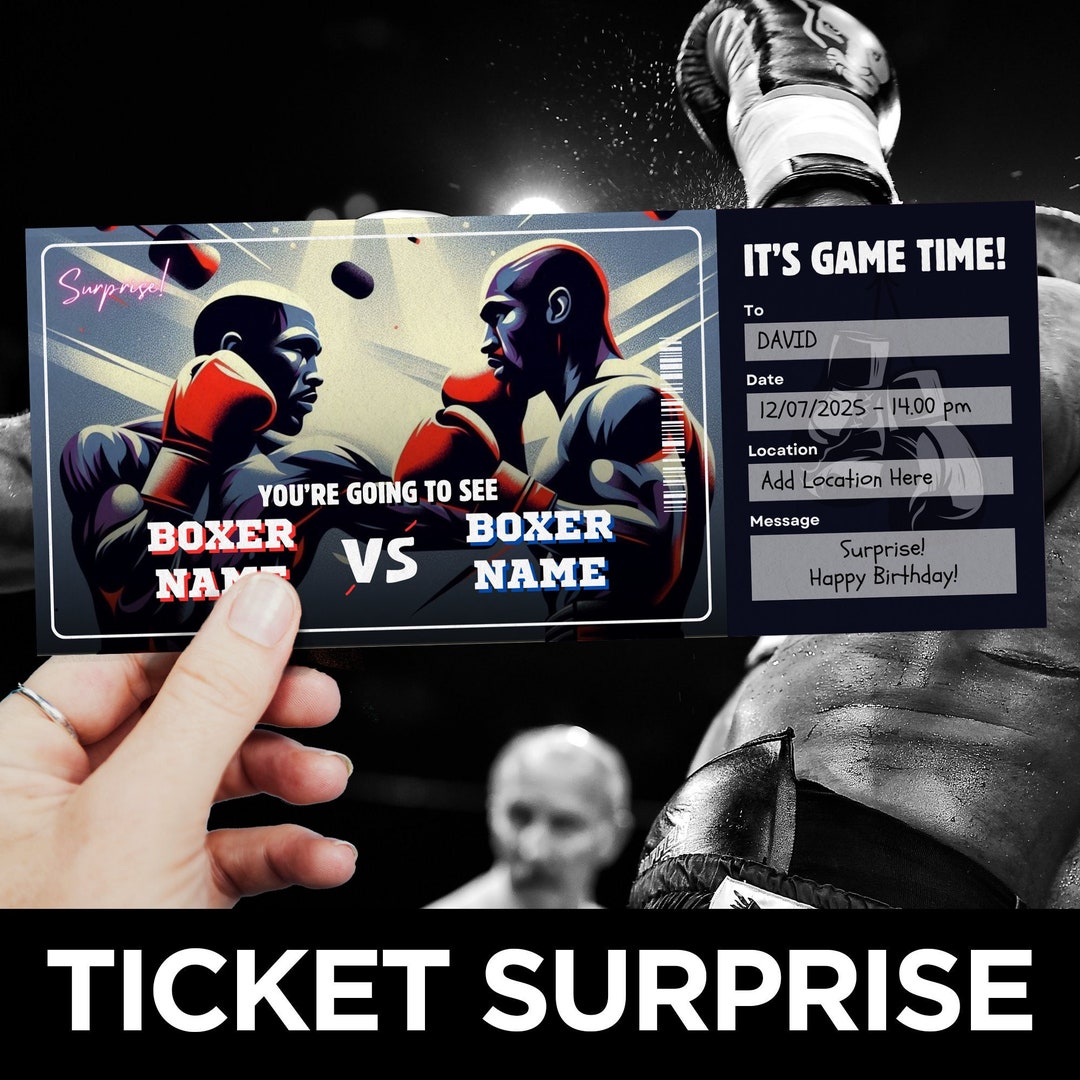 Boxing Ticket Template, Boxing Match Invite, Sports Event Ticket, Boxe Coupon Surprise, Game ...